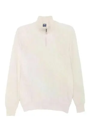 FEDELI Chevron-knit Quarter-zip Sweater
