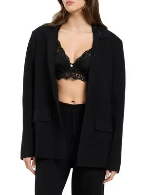TWINSET Relaxed Fit Short Blazer In Glitter Technical Fabric