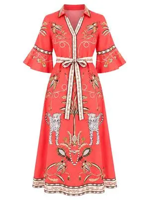 ISLAPAYAL Cape Midi Red