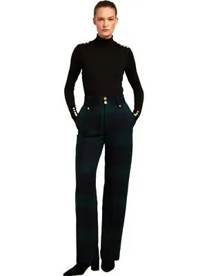 Holland Cooper High Waisted Straight Trouser Blackwatch
