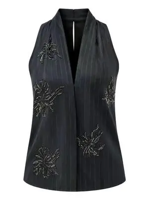 LIU JO Bead-embellished Pinstriped Top