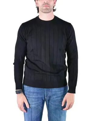 KANGRA Crew-neck Ribbed-knit Wool Sweater Black