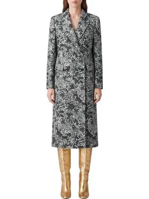 DRIES VAN NOTEN Floral Jacquard Double-breasted Long Coat
