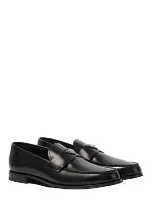 PRADA Logo Leather Loafers