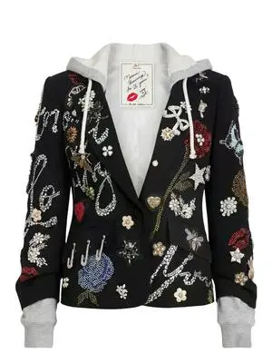 CINQ À SEPT Khloe Embellished Hooded Blazer