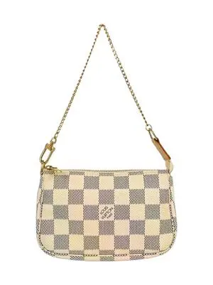LOUIS VUITTON Mini Pochette Accessoires Damier Azur Clutch Bag - White