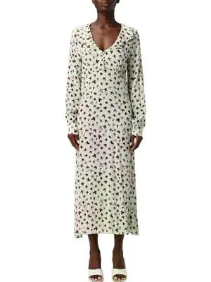 MAR DE MARGARITAS Butterfly-print Ruffled Midi Dress