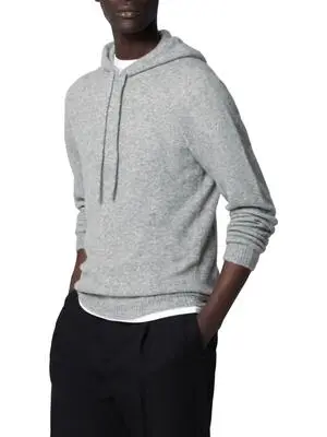 ROBERTO COLLINA Silk And Cashmere Knit Hoodie With Drawstring Grey