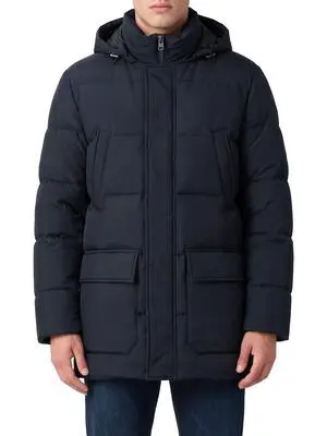 CANALI Quilted Long Polyester Puffer Jacket With Padded Hood