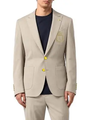 BILLIONAIRE Slim Fit Virgin Wool Blazer With Peak Lapels And Embroidered Crest