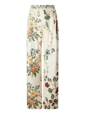 AGUA BENDITA Virtud Isolda Floral-jacquard Straight-leg Pants