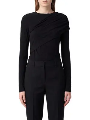 Isabel Marant Étoile Long-sleeved Draped Top In A Slim Fit Viscose Black