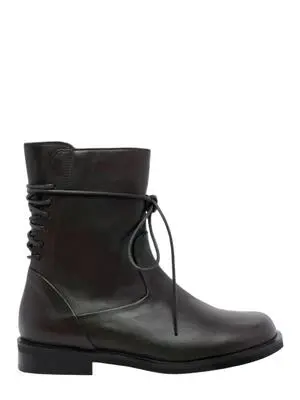 POEVE Lace-up Leather Ankle Boots