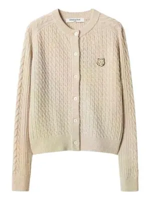 MAISON KITSUNÉ Fox Head Cable-knit Cardigan