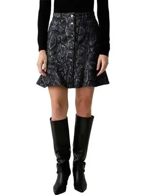 TRUSSARDI Snakeskin-effect Button-front Mini Skirt
