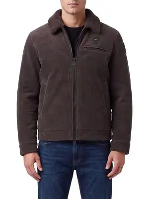 BLAUER. Velvet Shirt Jacket With Fur Collar And Zip Closure - Brown