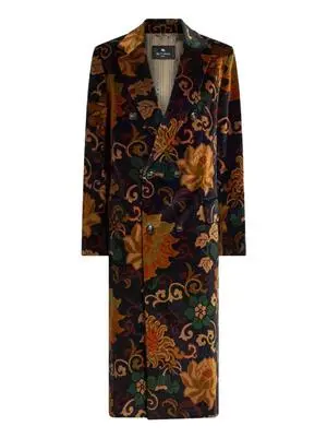ETRO Double-breasted Velvet Coat With Placed Floral-print