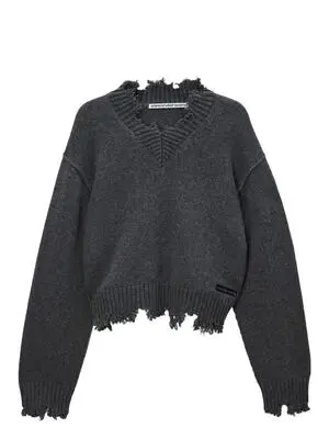 ALEXANDER WANG Grunge Cropped V-neck Pullover