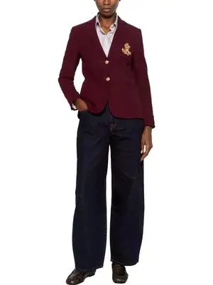 RALPH LAUREN Logo-patch Button-up Blazer