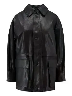 ARMA Maeve Button-up Leather Jacket Black