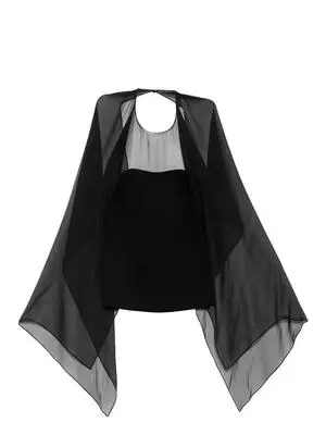ALBERTA FERRETTI Sheer-panel Cape-sleeve Top