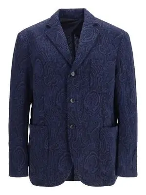 ETRO Single-breasted Wool Blazer With Paisley Pattern And Patch Pockets
