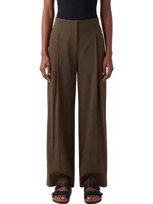 ALBERTA FERRETTI High-waisted Virgin Wool Blend Wide-leg Pants With Pleats