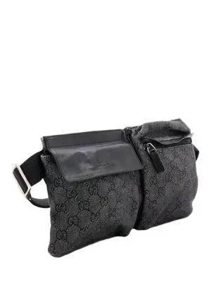 Gucci Vintage Double Gg Denim Belt Bag Black