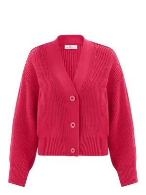PERALUNA Olivia V-neck Cardigan - Azalea Pink