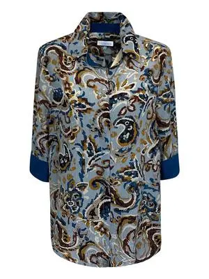 PERLAVERA Milo Iris Beach Silk Blouse