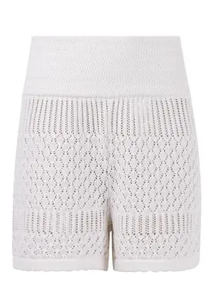 PERALUNA Iris Openwork Knit Pure Organic Cotton Shorts In Ecru