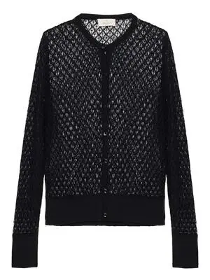 PERALUNA Addison Openwork Knit Cardigan In Black