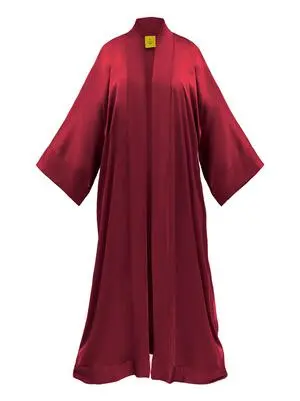 JANARA JONES Burgundy Satin Abaya Kaftan