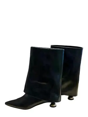 VANDA NOVAK Emma Fold-over Leather Ankle Boots