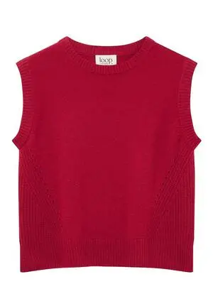 LOOP CASHMERE Ribbed Detail Tank Sweater In Garnet
