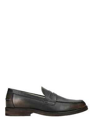 DUKE + DEXTER Wilde Distressed Leather Penny Loafers