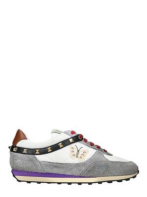 VALENTINO Stud Up Leather And Nylon Trainers