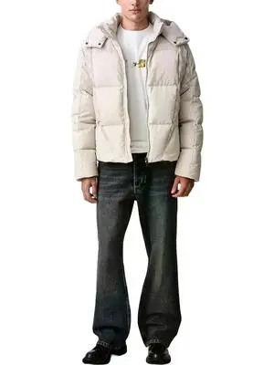 OFF-WHITE Logo-pattern Hooded Puffer Jacket