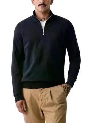 MARC O'POLO Quarter-zip Ribbed-trim Cotton Sweatshirt