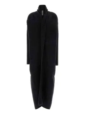 Rick Owens Long High-neck Cashmere And Silk Blend Cardigan - Black
