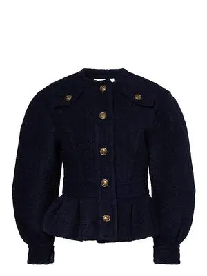 ZIMMERMANN Clash Boucle Wool And Alpaca Blend Peplum Jacket M