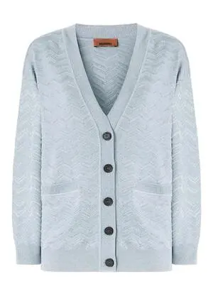 MISSONI Oversized Viscose And Cotton Lamé Chevron Cardigan