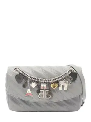 Balenciaga 2010s Bb Round Chain Leather Shoulder Bag - Grey