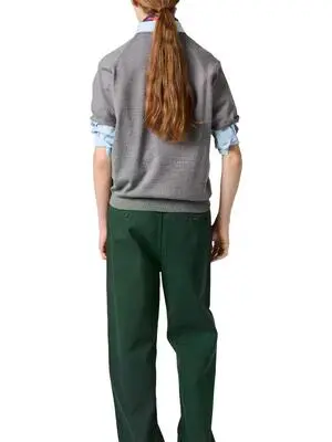 Miu Miu V-neck Short-sleeved Wool Sweater - Grey