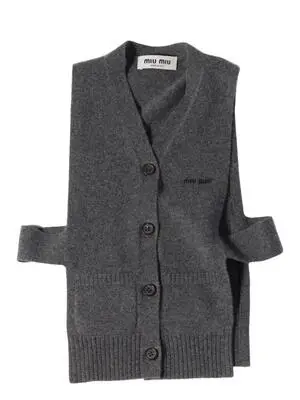 Miu Miu Cashmere V-neck Vest - Grey