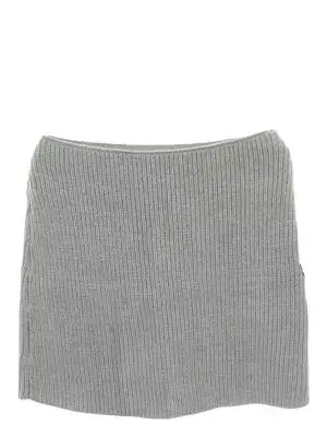 LOUIS VUITTON Ribbed Knit Wool Skirt With Zip Detail - Grey