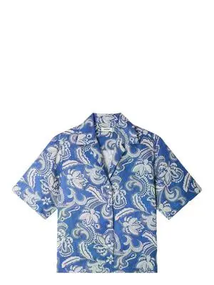 Sandro Sandro Floral Printed Lapel Collar Shirt Blue