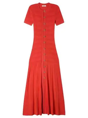 Sandro Midi Button-up Dress - Red