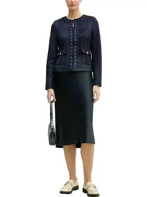Joseph Ribkoff Short-sleeve Top With Round Neck And Button Detailing - Blue