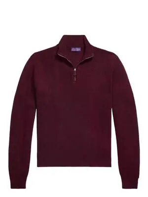 Ralph Lauren Purple Label Rib-knit Quarter-zip Sweater - Red